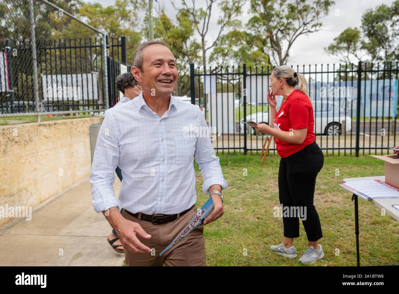 Western Australia Premier, Roger Cook arrives to vote at Calista ...