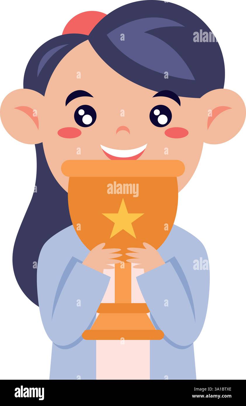 Best Student Girl Holding Trophy Stock Vector Image & Art - Alamy