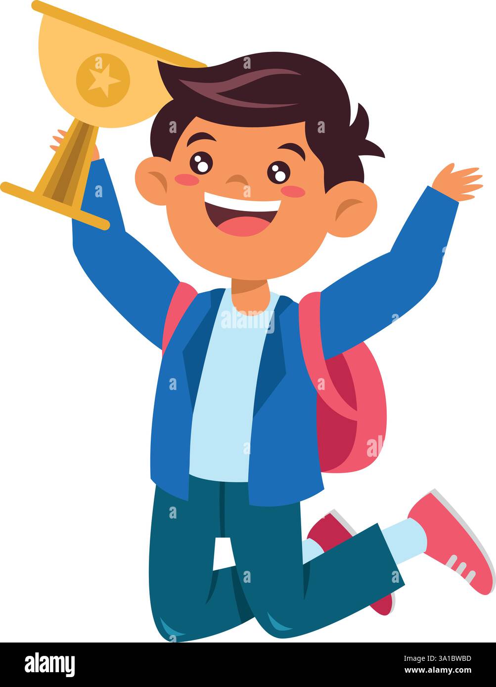 Best Student Excited Holding Trophy Stock Vector Image & Art - Alamy