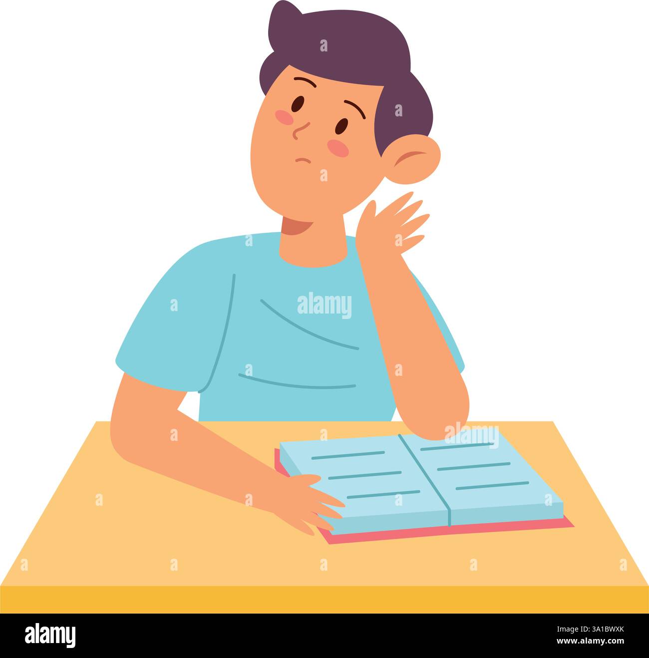 Student Thinking Male at Desk Stock Vector Image & Art - Alamy