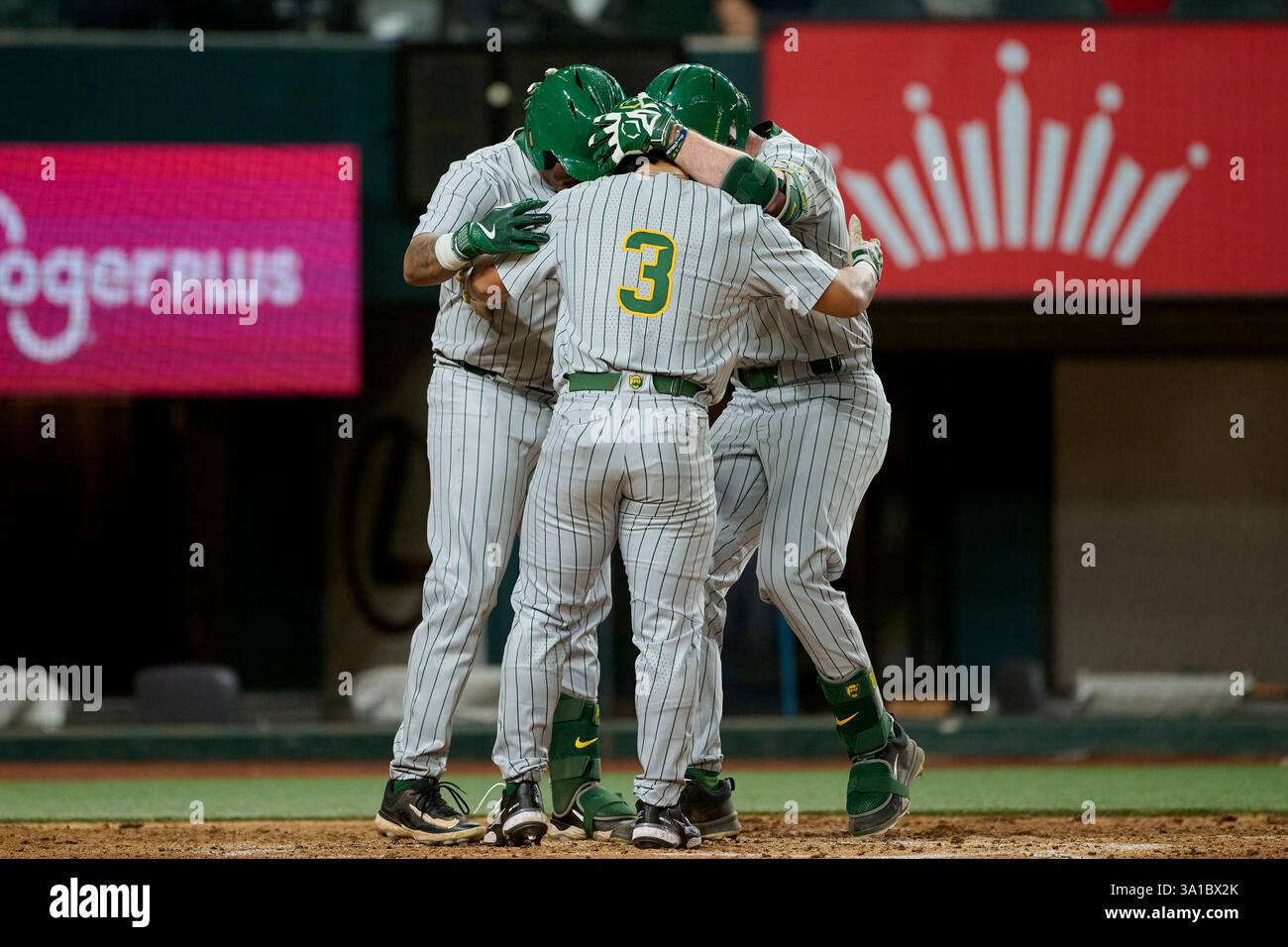 Baylor Bears Wesley Jordan (33) celebrates hitting a home run with ...