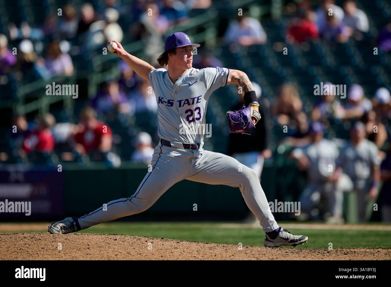 Kansas State Wildcats pitcher Tyler Ruhl (23) during an NCAA baseball ...