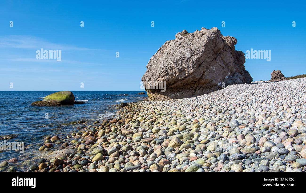 Rocky beach at Arches Provincial Park, located at the Gulf of St ...