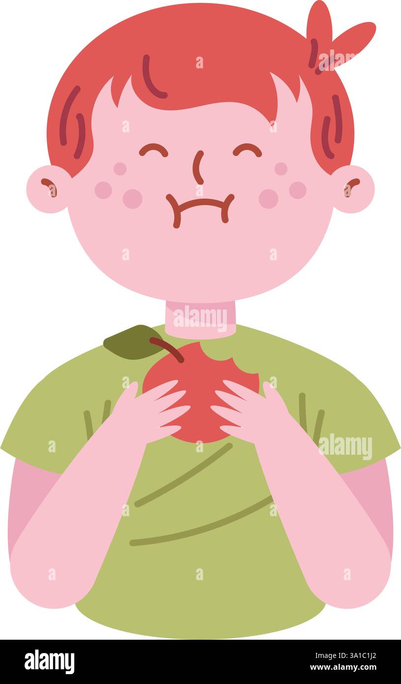 Kids Eating Healthy delicious apple Stock Vector Image & Art - Alamy