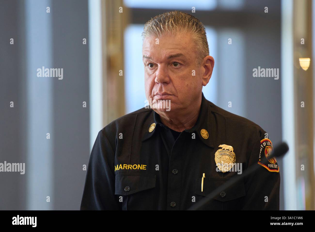 Los Angeles County Fire Department Chief Anthony Marrone attends the ...