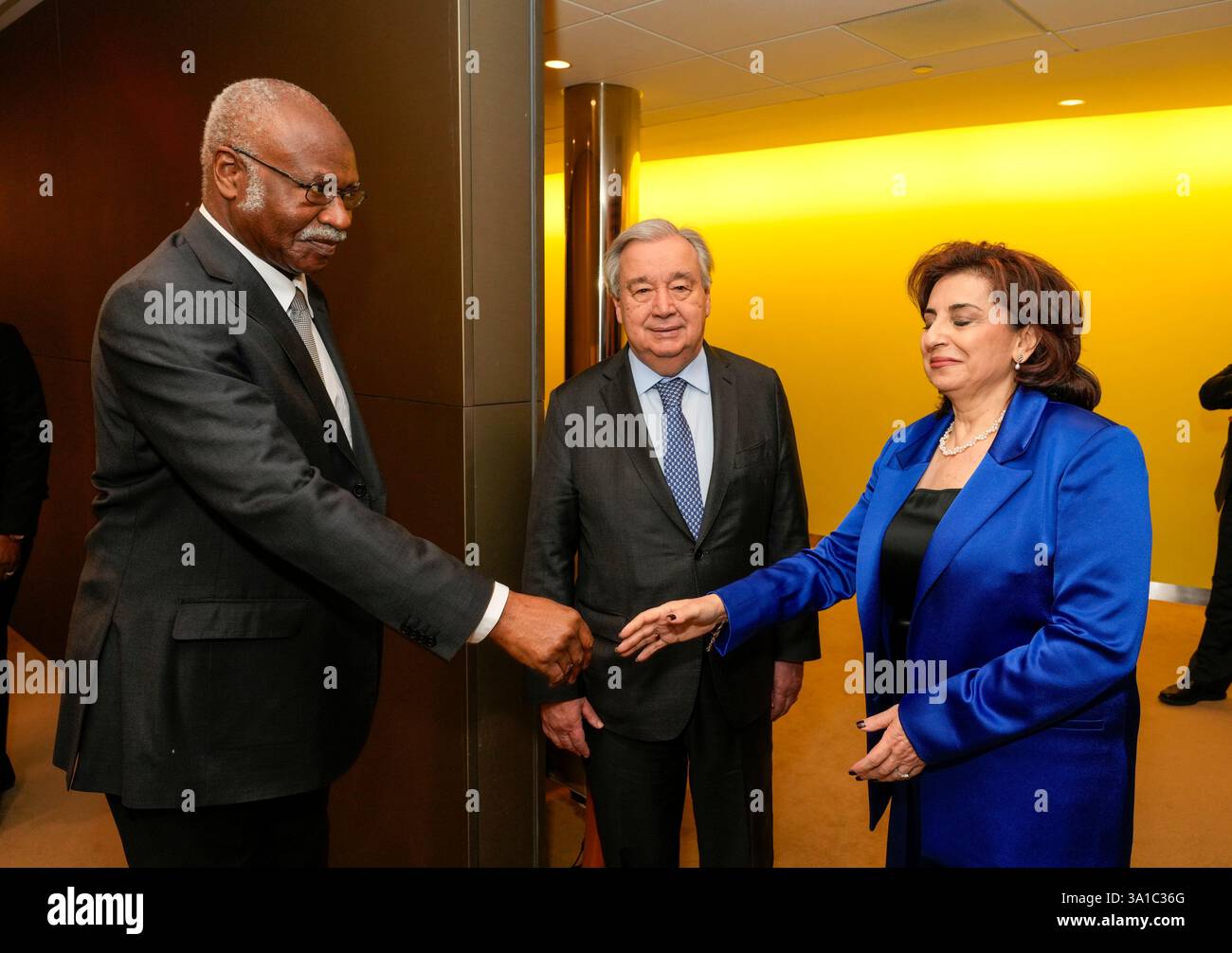 L-R: Philemon Yang President of the UN General Assembly 79th Session, António Guterres ...