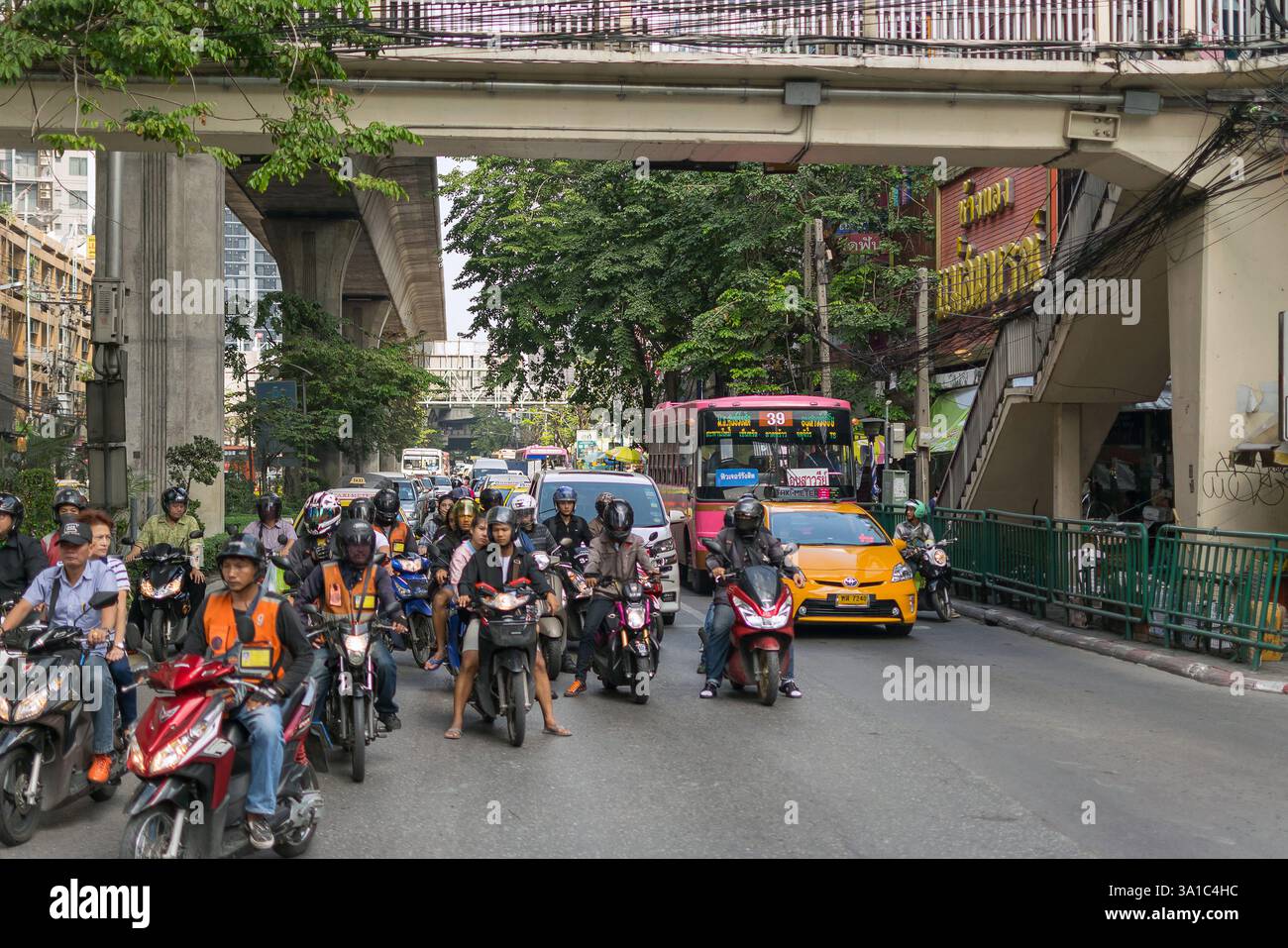 Bangkok, Thailand - January 22, 2016 : Motorcycle wait to go at ...