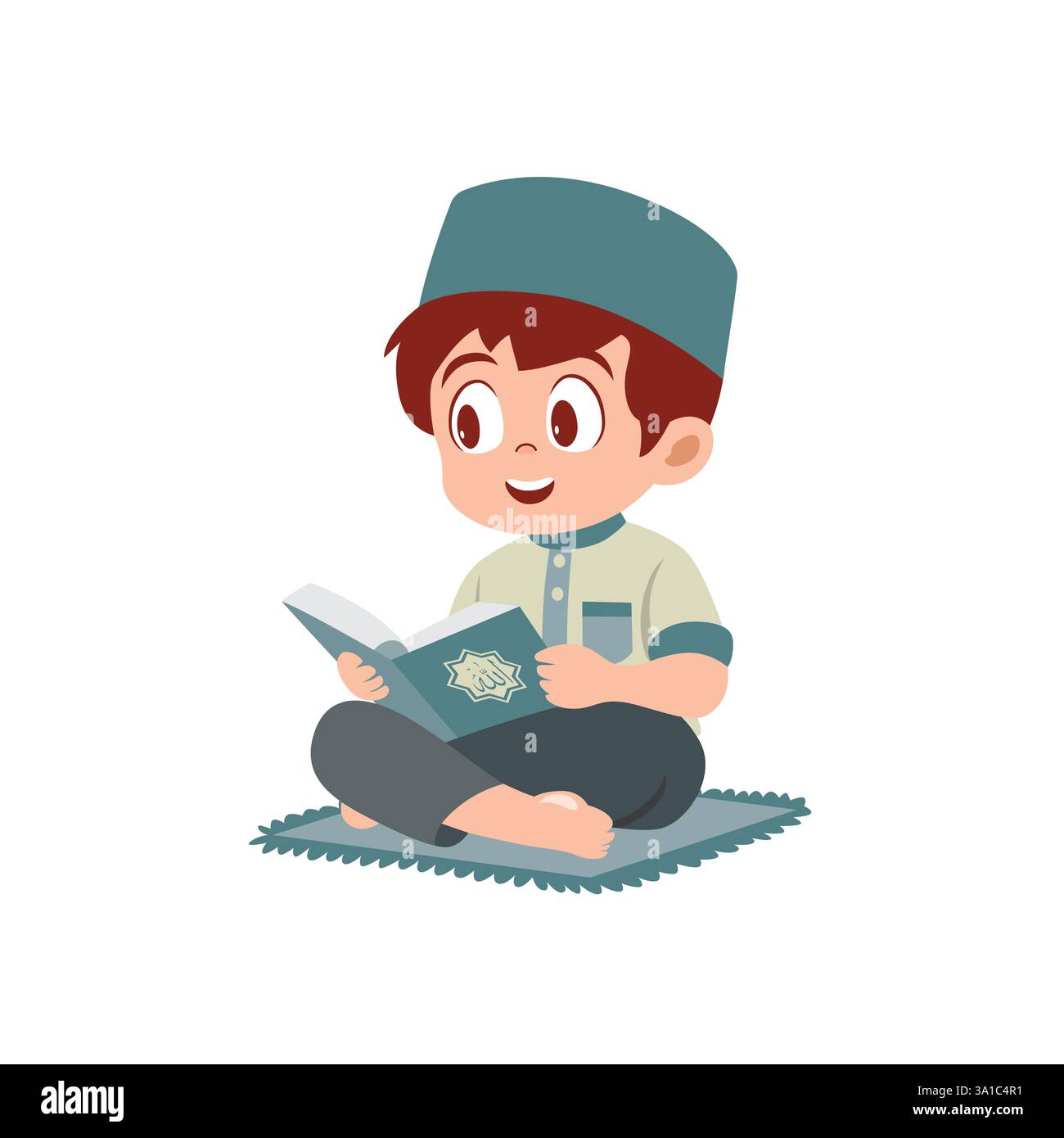 Cute Islamic Kid Learning the Quran Stock Vector Image & Art - Alamy