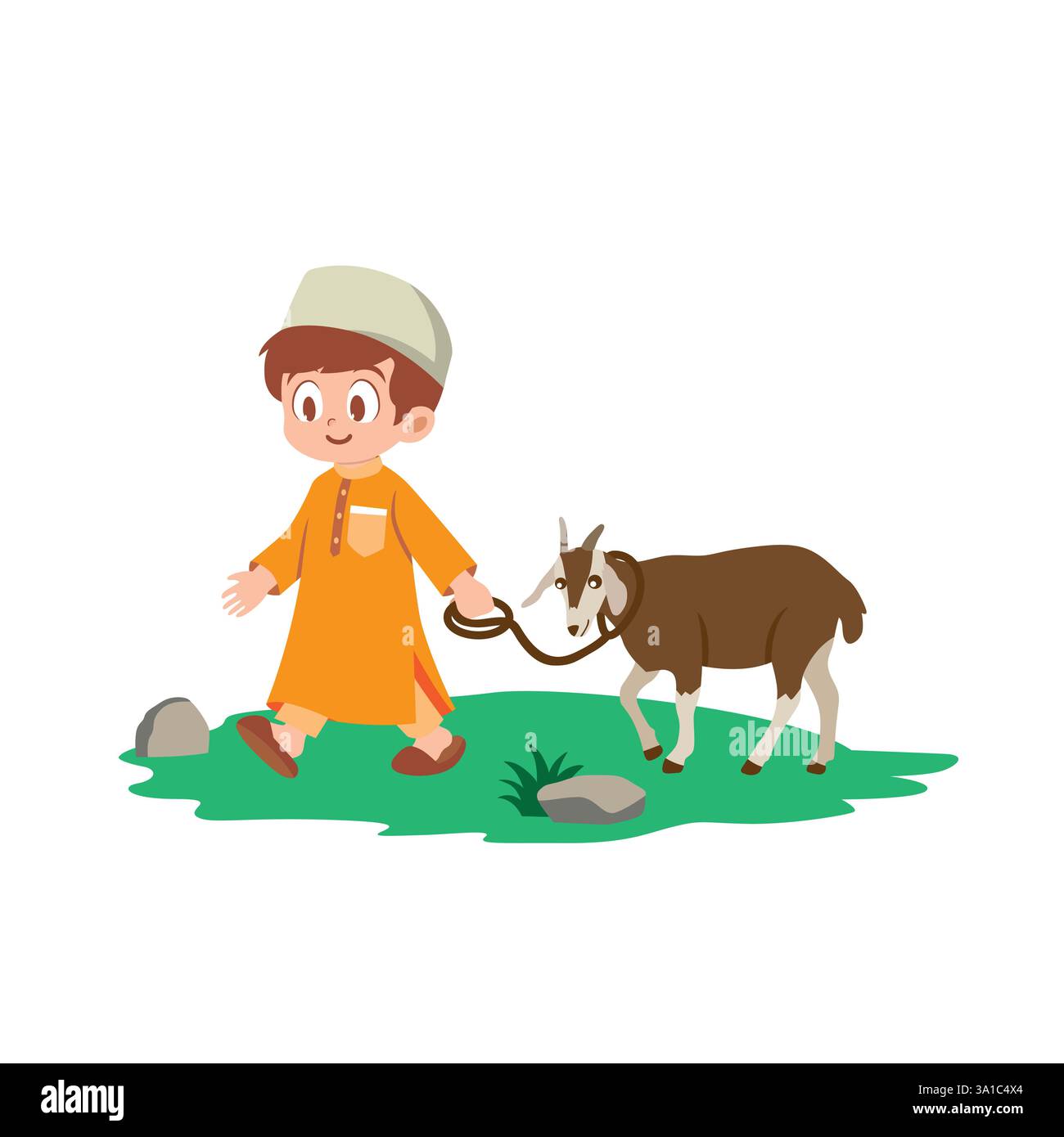 Muslim Boy Leading a Goat for Eid al-Adha Stock Vector Image & Art - Alamy