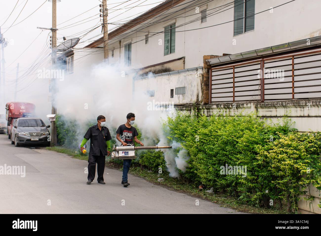 Bangkok, Thailand - July 3, 2016 : Unidentified people fogging DDT ...