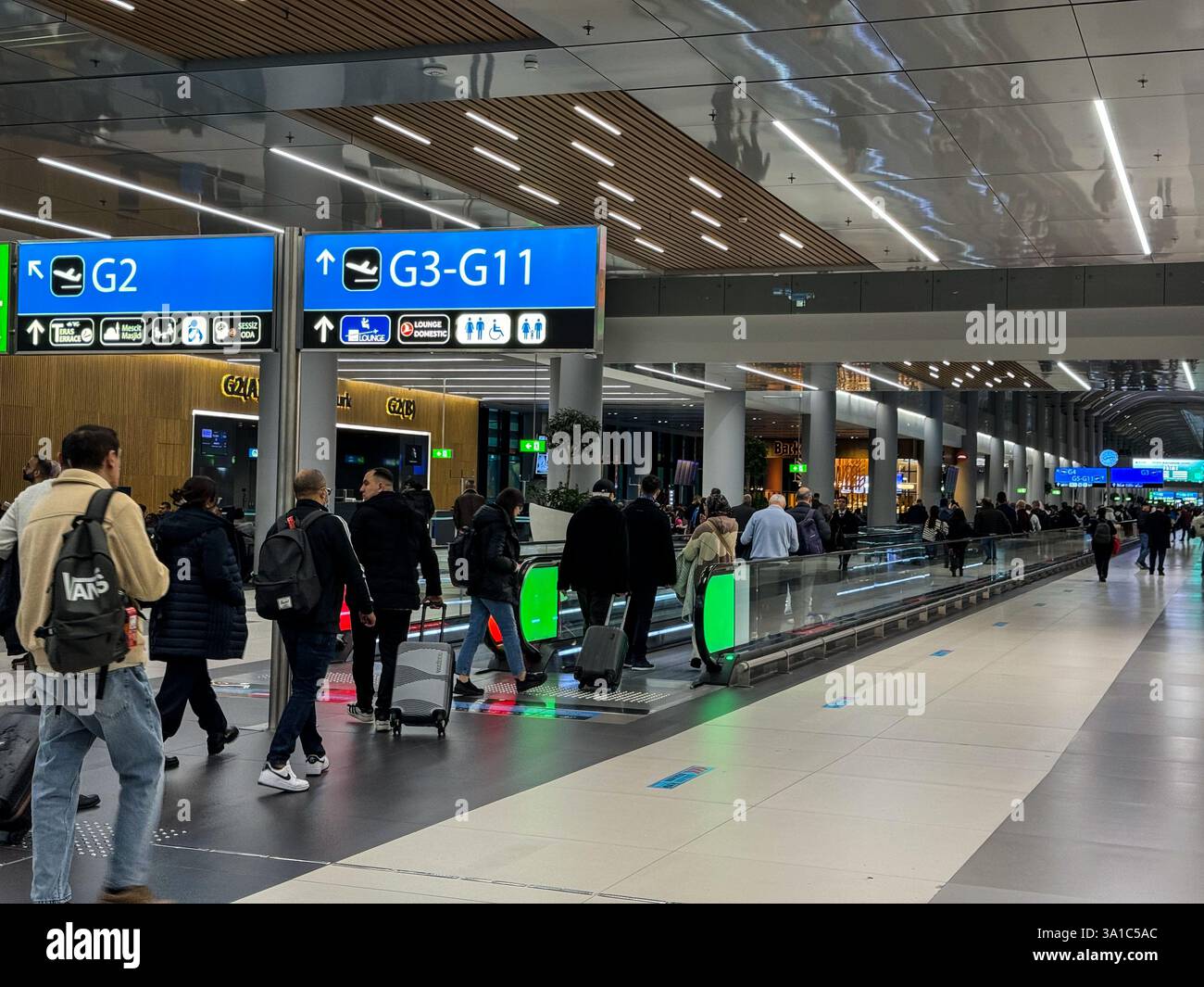Turkey, Turkiye. Istanbul Airport Terminal, Departure Area Stock Photo ...