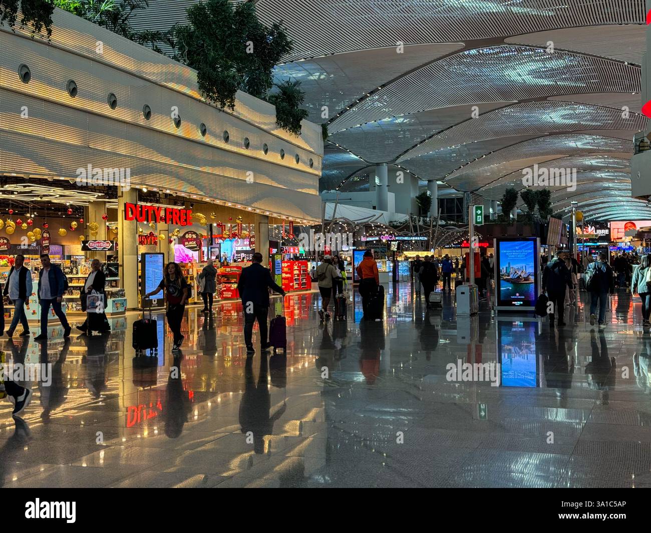 Turkey, Turkiye. Istanbul Airport Terminal, Departure Area Stock Photo ...