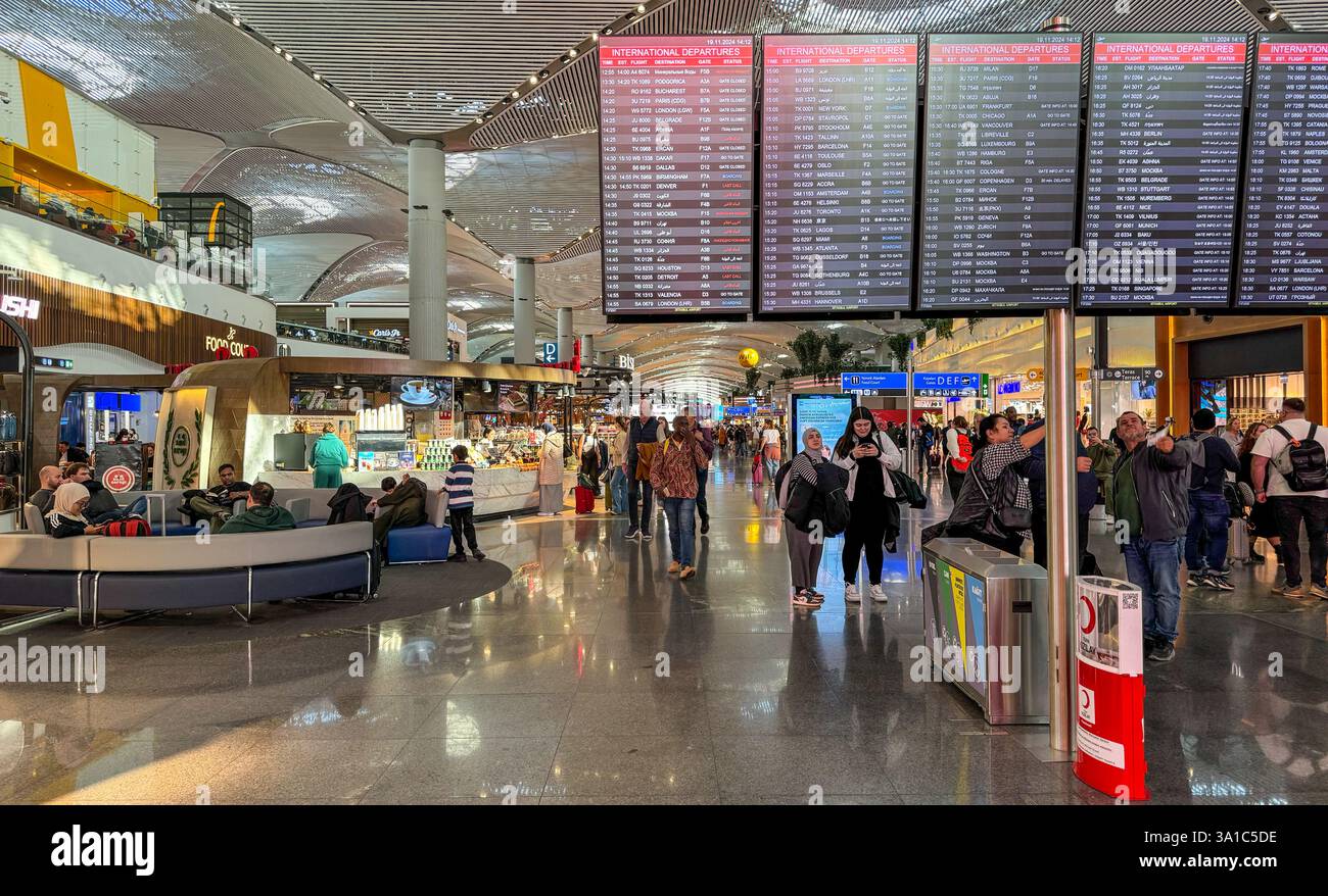 Turkey, Turkiye. Istanbul Airport Terminal, Departure Area Stock Photo ...