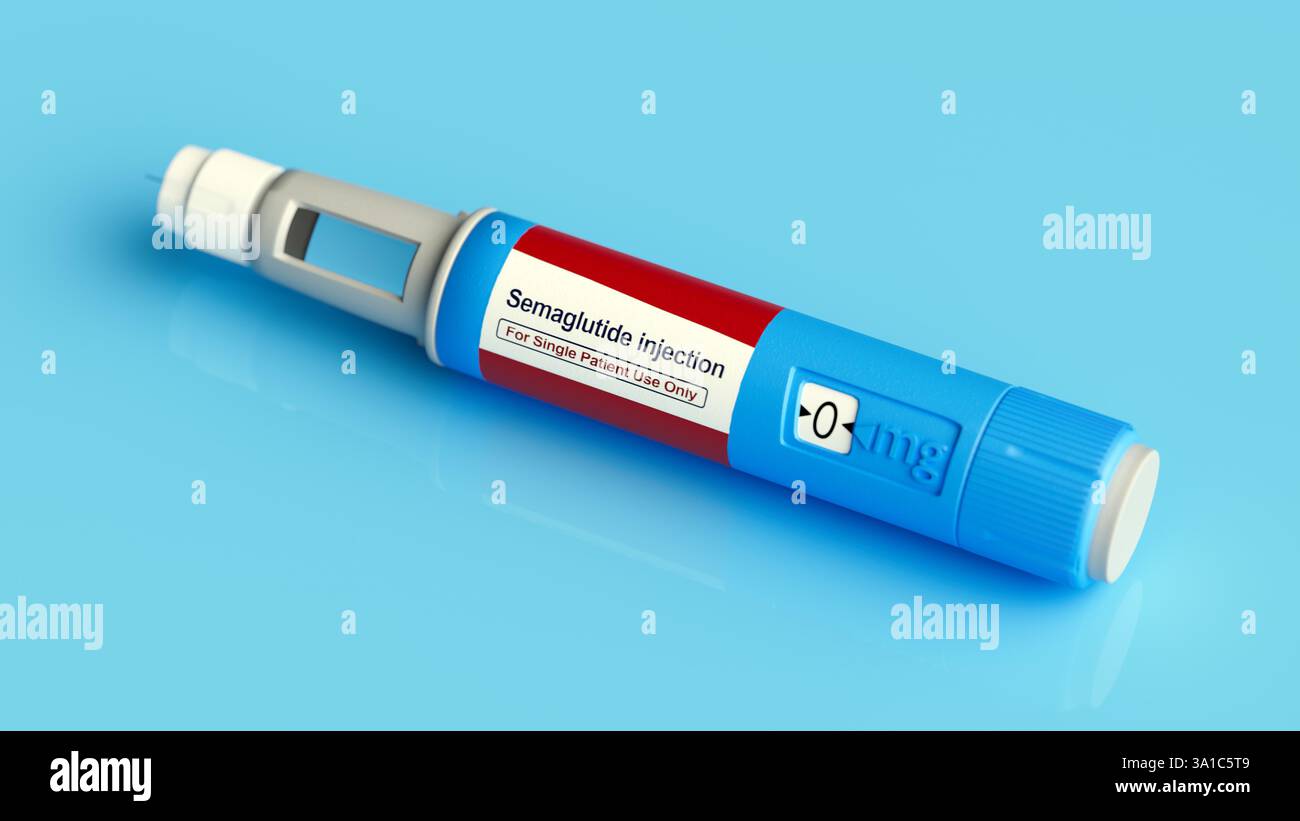 Illustration of a pre-filled pen of semaglutide diabetes medication ...