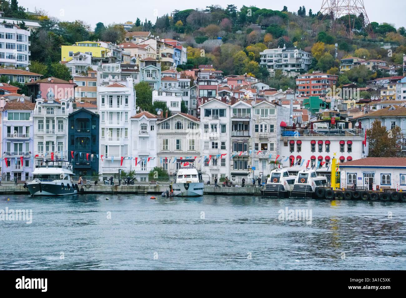 Istanbul, Turkey, Turkiye. Traditional Houses along the Bosphorus ...