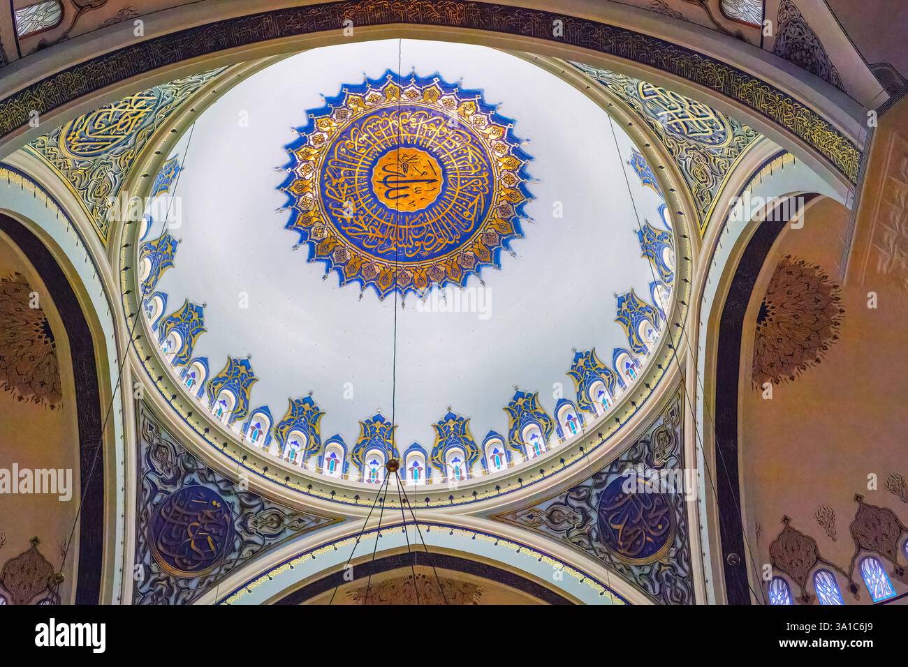 Istanbul, Turkey, Turkiye. Grand Camlica Mosque Interior, the largest ...