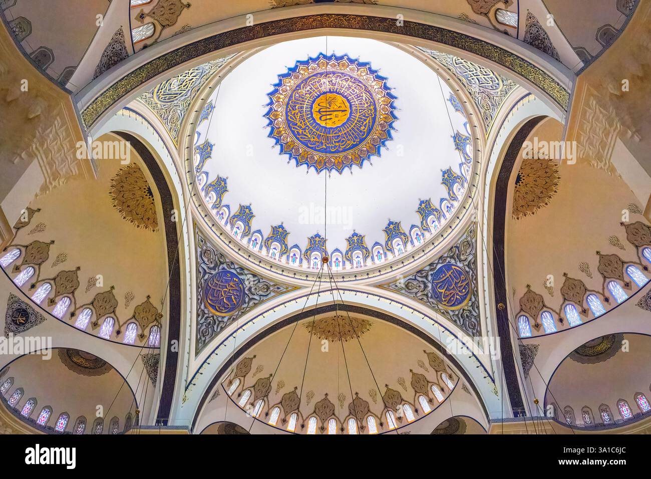 Istanbul, Turkey, Turkiye. Grand Camlica Mosque Interior, the largest ...
