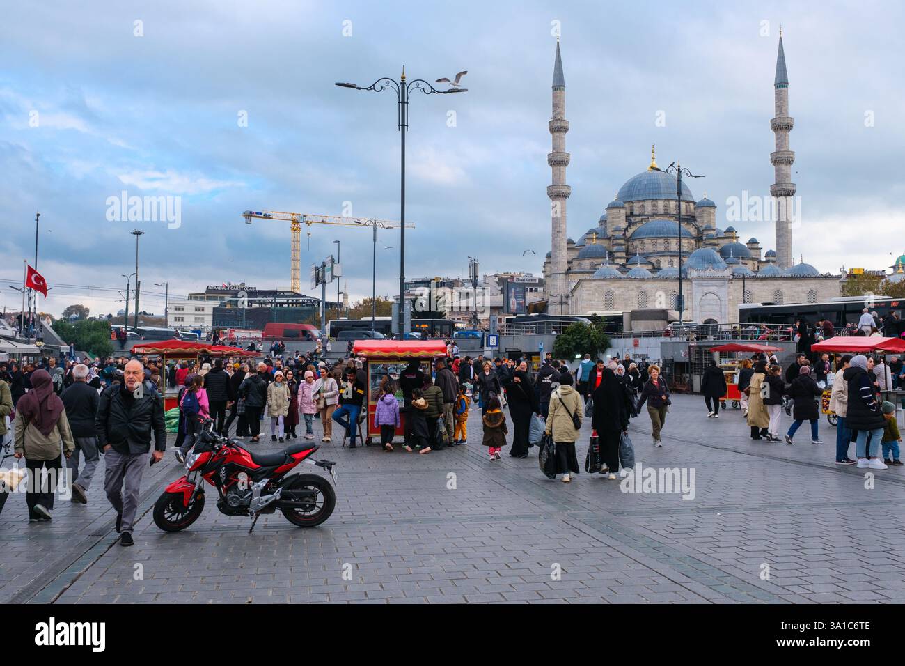 Istanbul, Turkey, Turkiye. Evening Scene in Galata Bridge Plaza. New ...