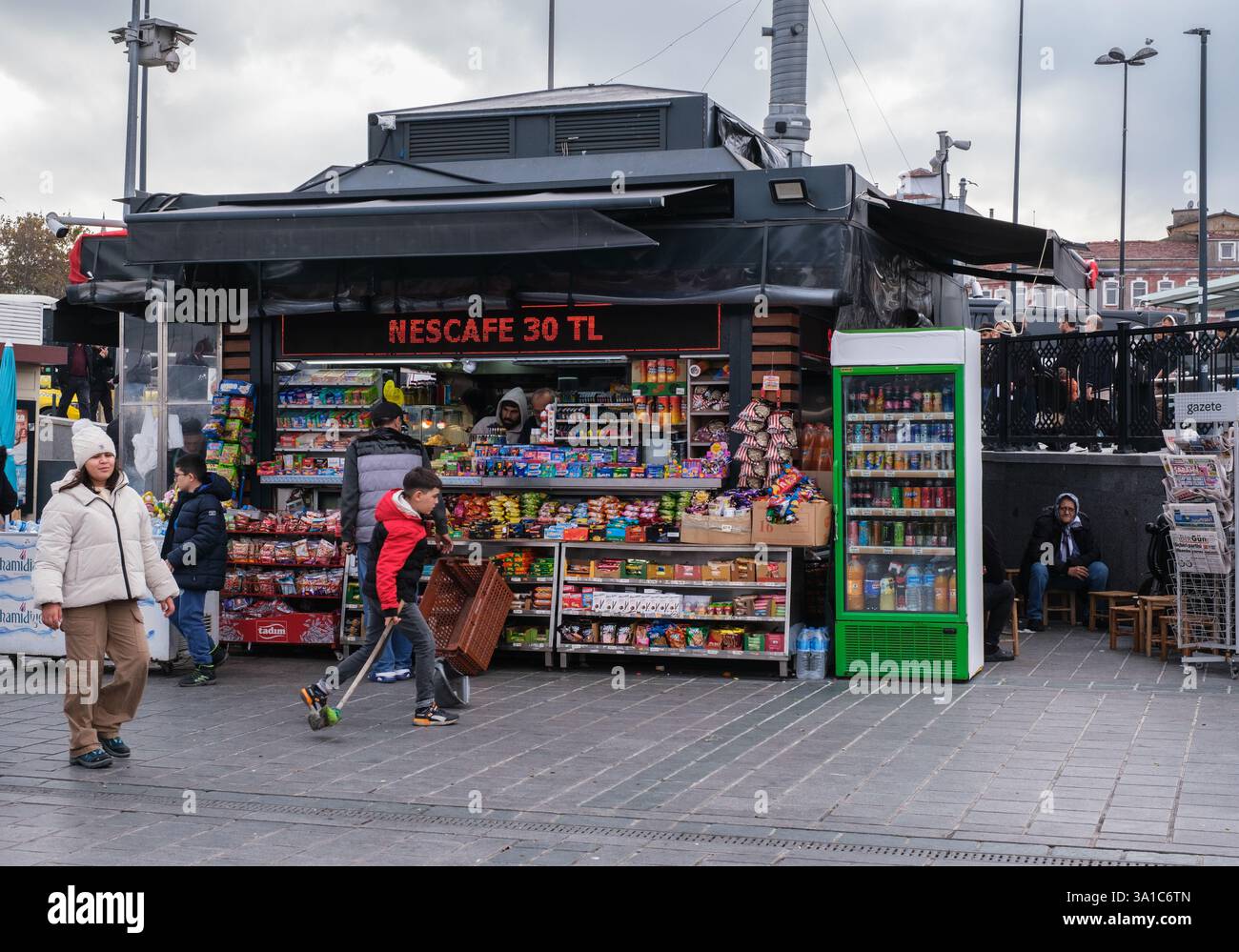 Istanbul, Turkey, Turkiye. Refreshment Stand, Galata Bridge Plaza ...