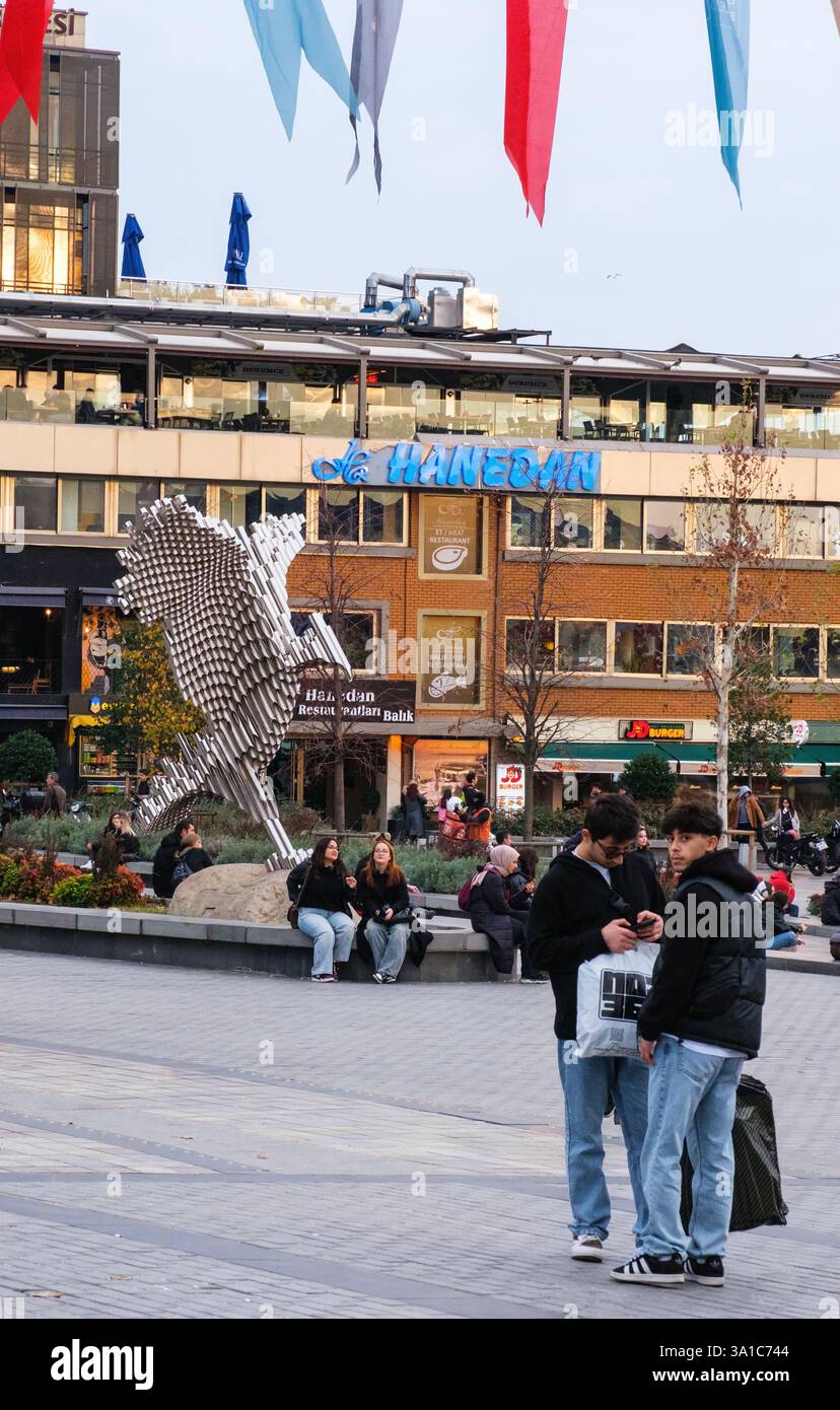 Istanbul, Turkey, Turkiye. Modern Metal Eagle Sculpture, Besiktas ...