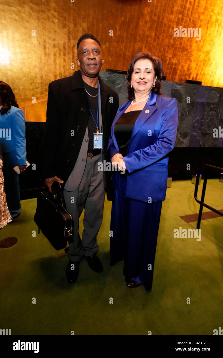 New York, USA. 07th Mar, 2025. L-R: Sima Bahous during the Official ...