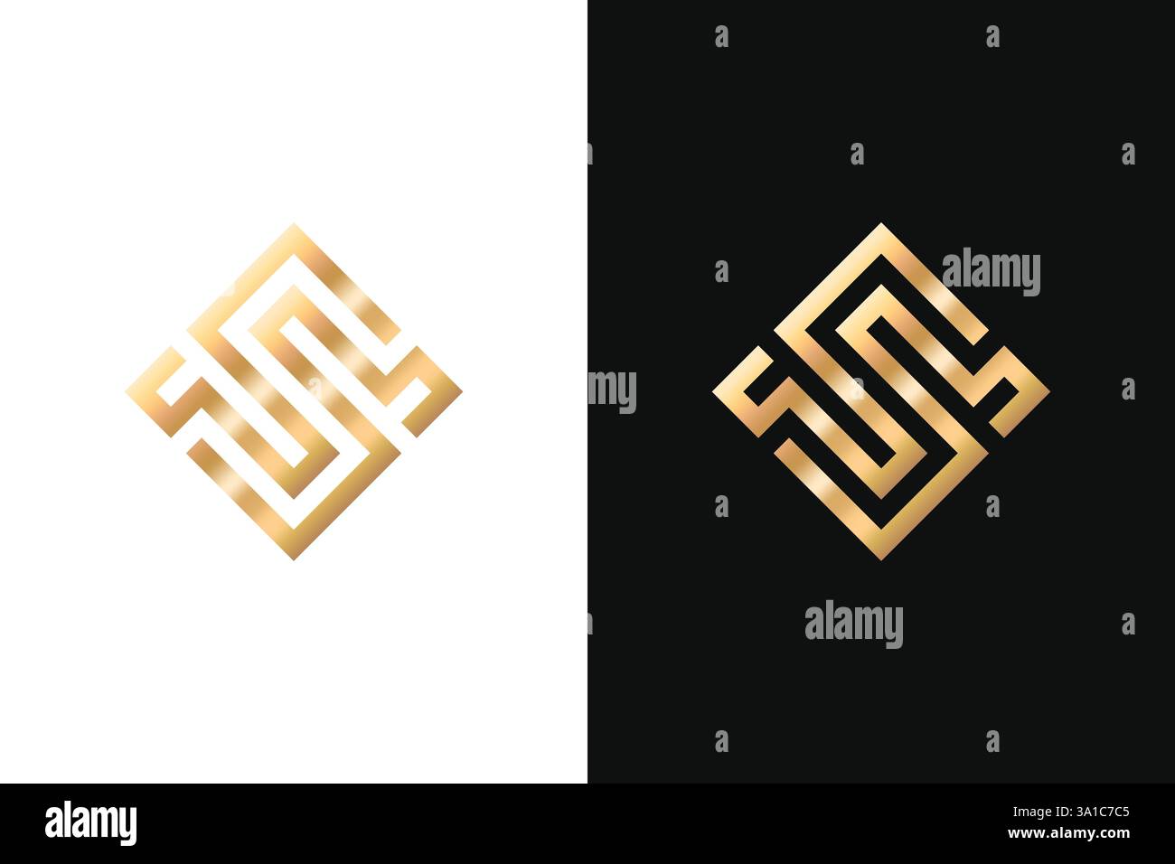 Modern and Elegant Square Gold Monogram Letter S Logo for a Luxury ...