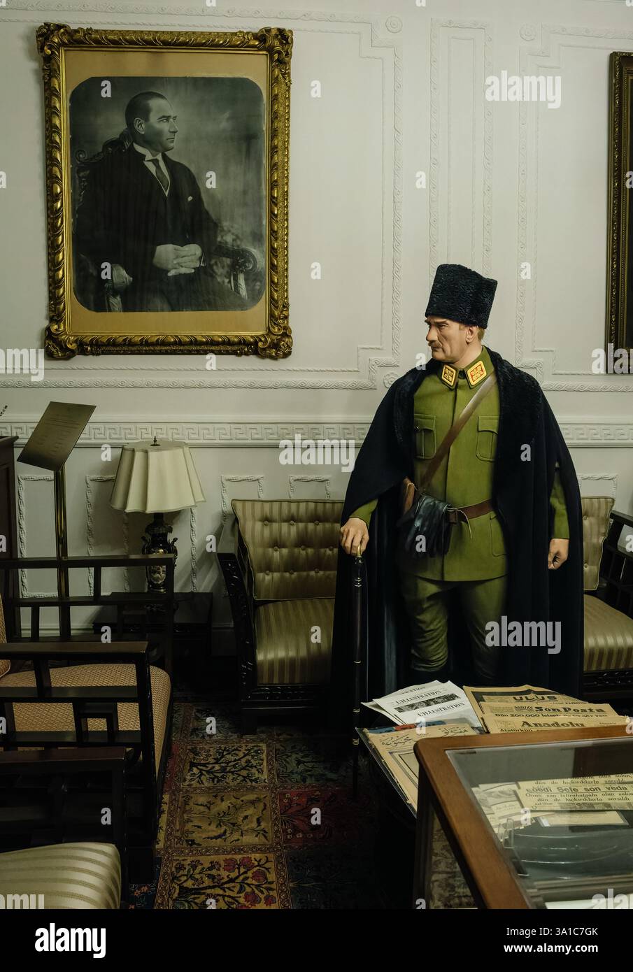 Istanbul, Turkey, Turkiye. Pera Palace Hotel Museum with Statue of ...