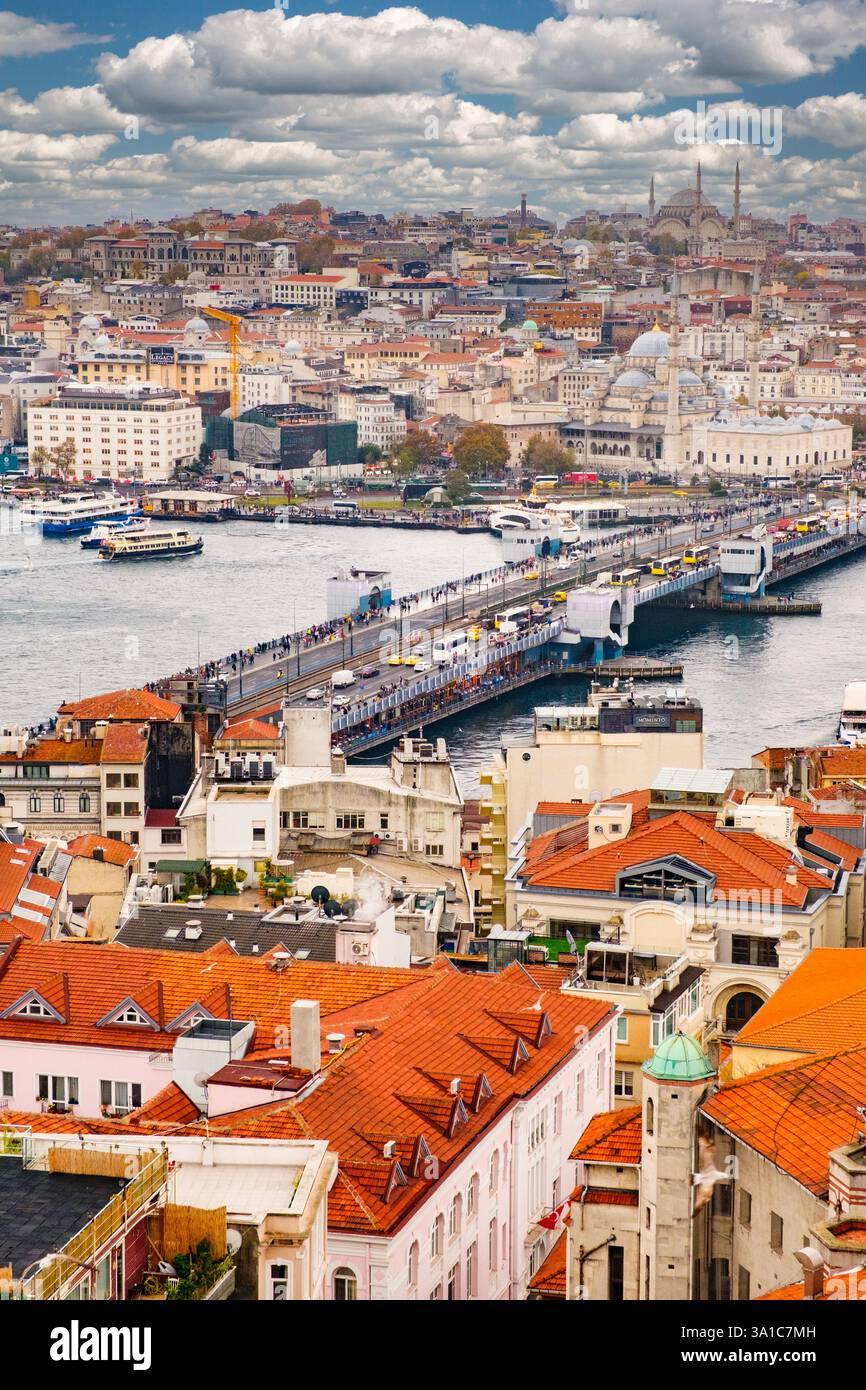 Istanbul, Turkey, Turkiye. View from the Galata Tower, Looking across ...