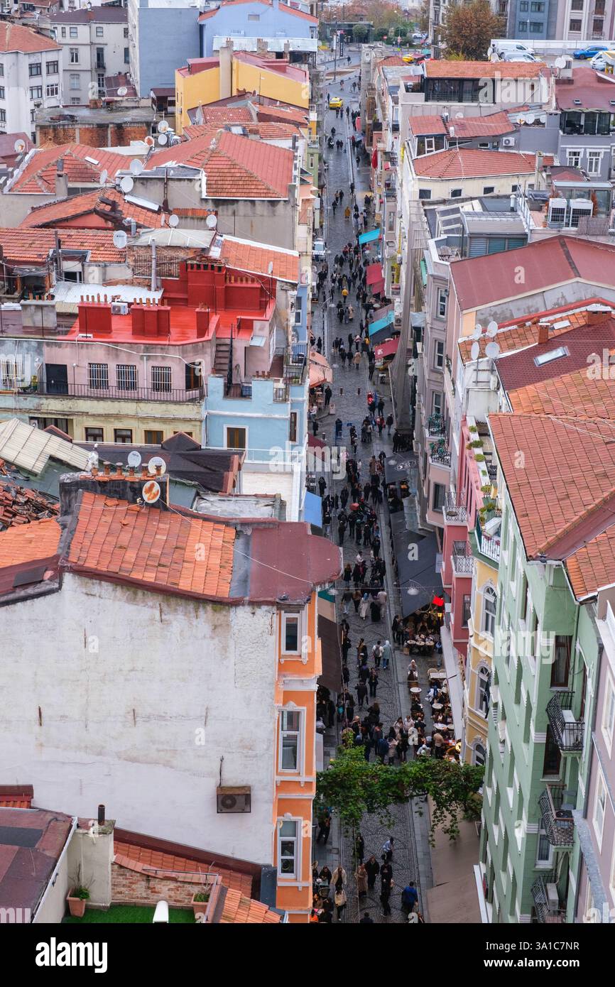 Istanbul, Turkey, Turkiye. View of Karakoy Rooftops and Strteet Scene ...