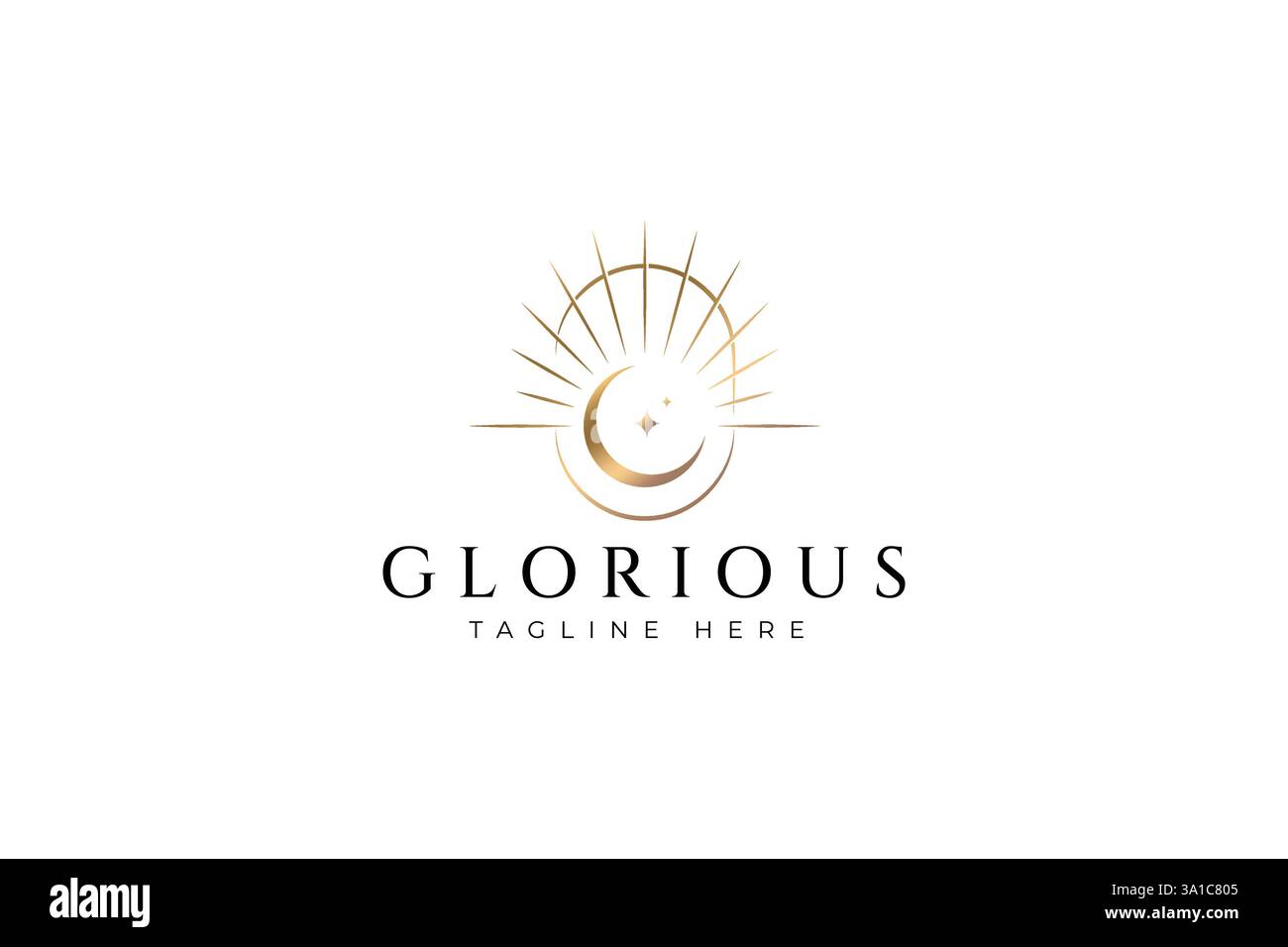Glorious Logo Radiant Crescent Moon and Stars Emblem of Celestial ...