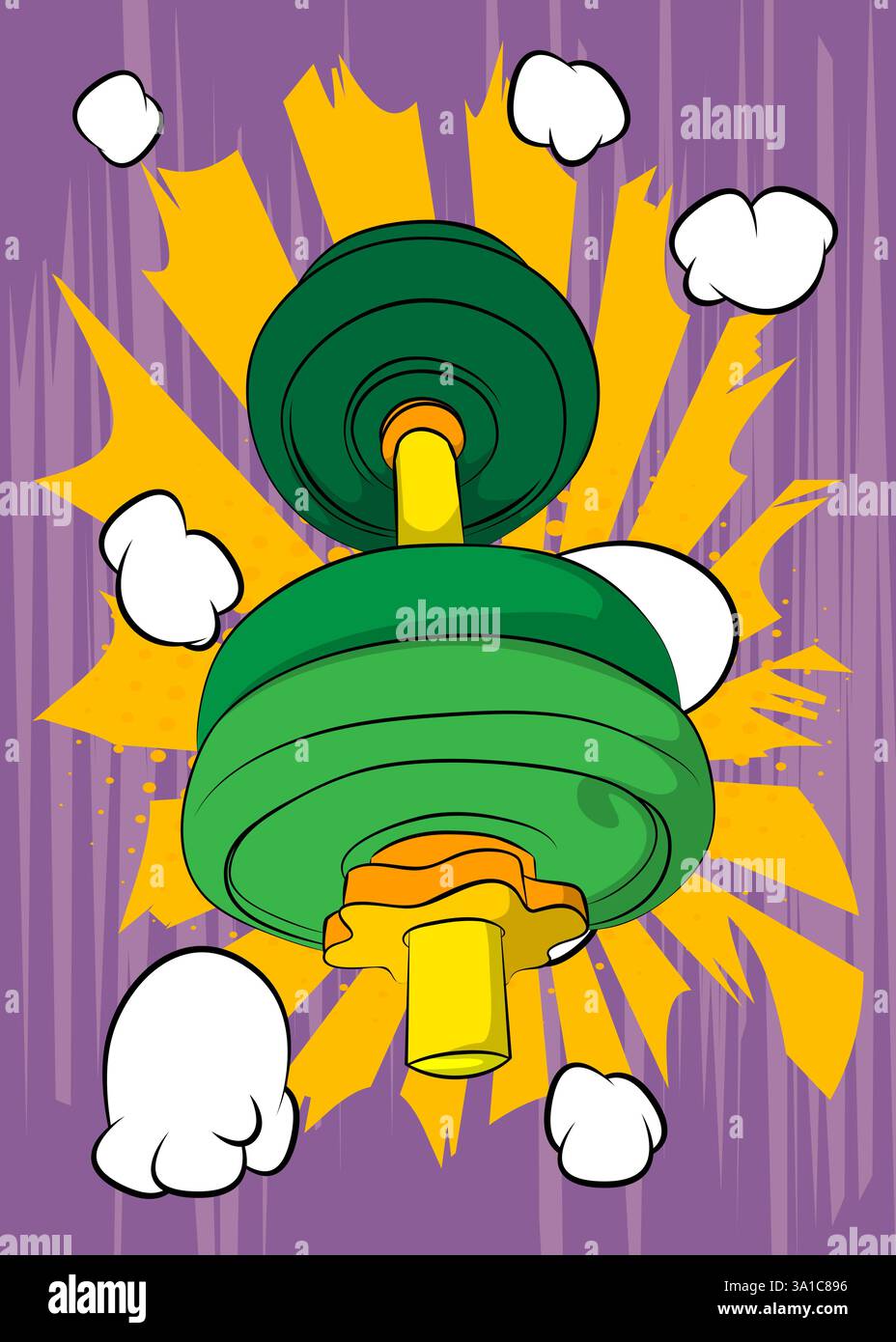 Cartoon Dumbbell, comic book Gym. Retro vector comics pop art design ...