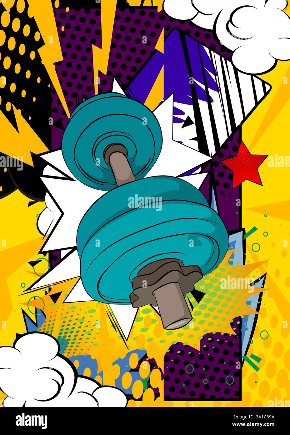 Cartoon Dumbbell, comic book Gym. Retro vector comics pop art design ...