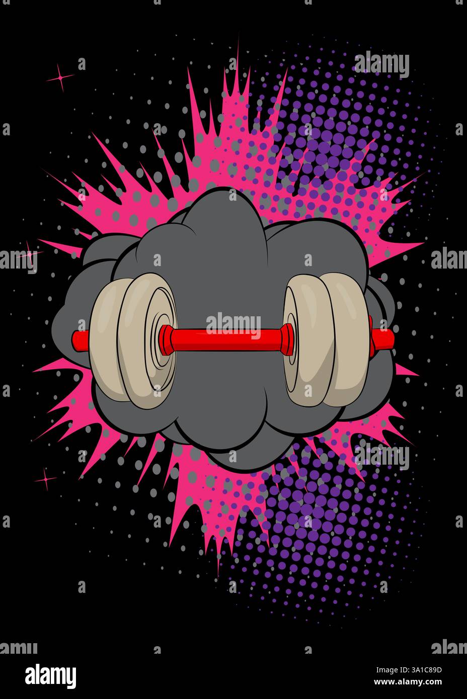 Cartoon Dumbbell, comic book Gym. Retro vector comics pop art design ...