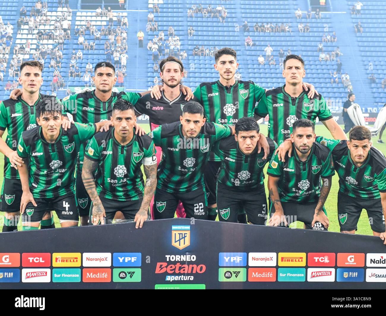 Buenos Aires, Argentina. March 7, 2025. San Martín de San Juan team José Amalfitani Stadium ...