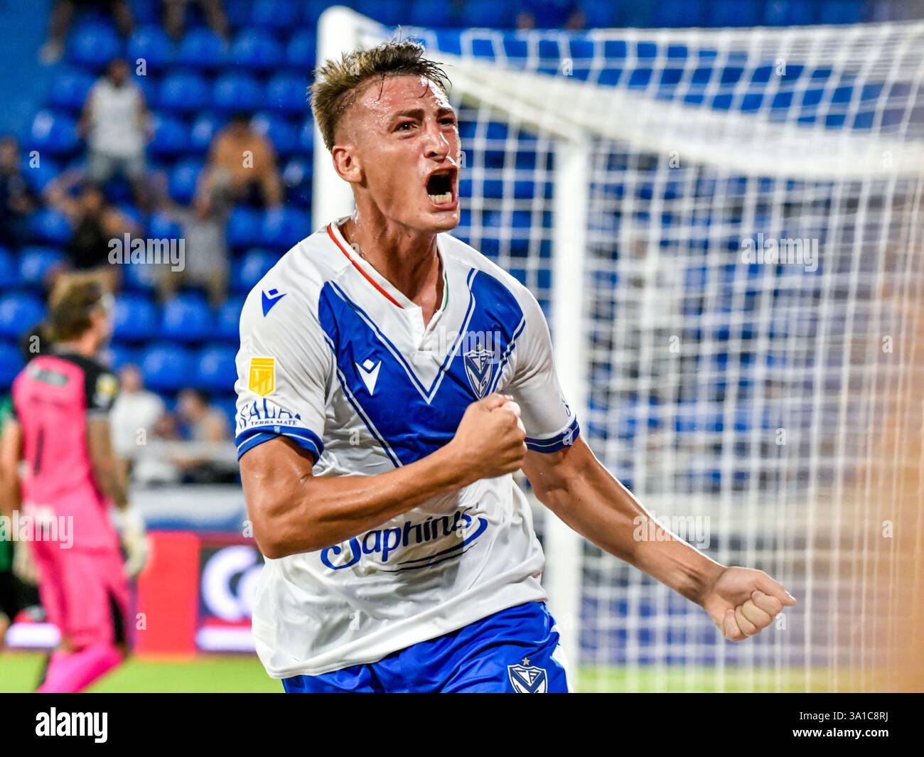 Buenos Aires, Argentina. March 7, 2025. Braian Romero celebrates his ...