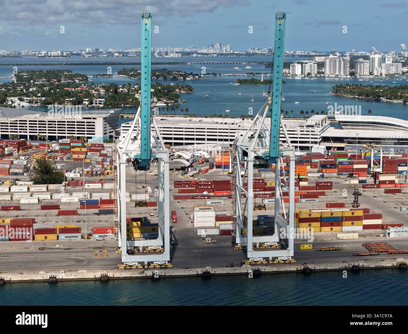 Miami, Florida - February 04, 2025: Port of Miami. Cargo shipping ...