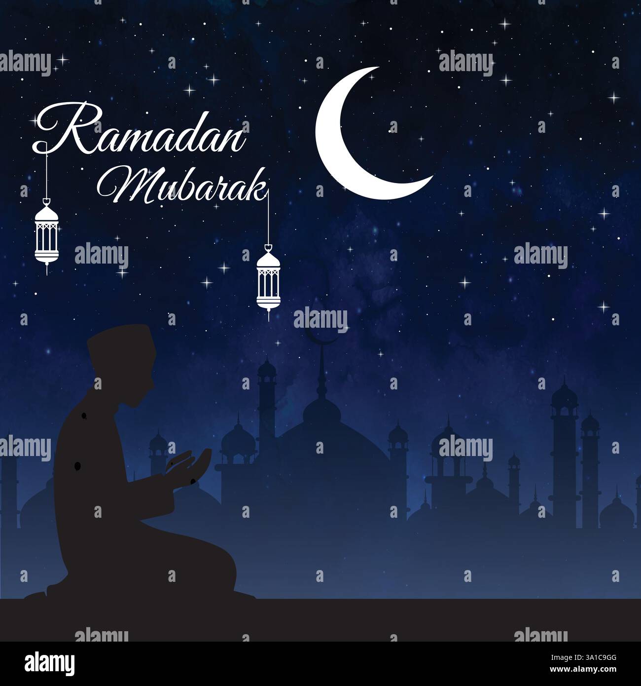 Beautiful eid moon mosque Stock Vector Images - Alamy