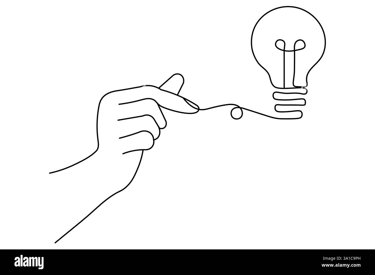 Continuous one line art light bulb symbol idea and creativity isolated ...