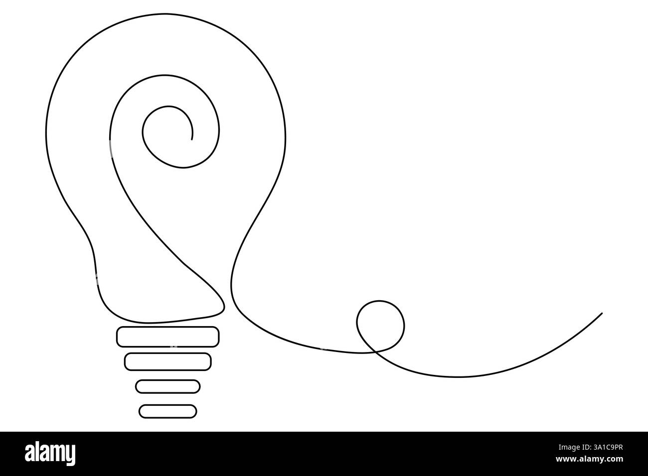 Continuous one line art light bulb symbol idea and creativity isolated outline vector drawing ...