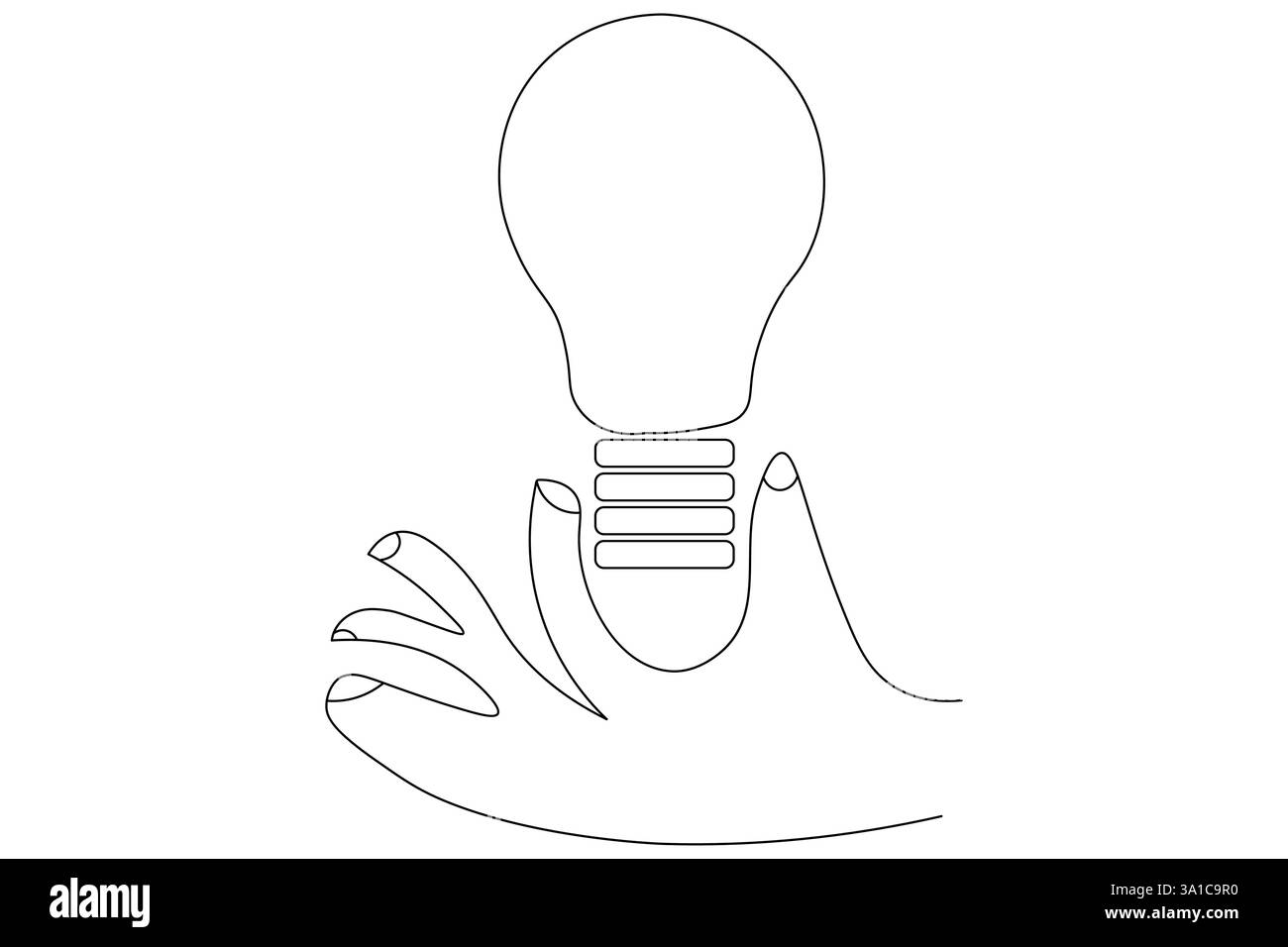 Continuous one line art light bulb symbol idea and creativity isolated outline vector drawing ...