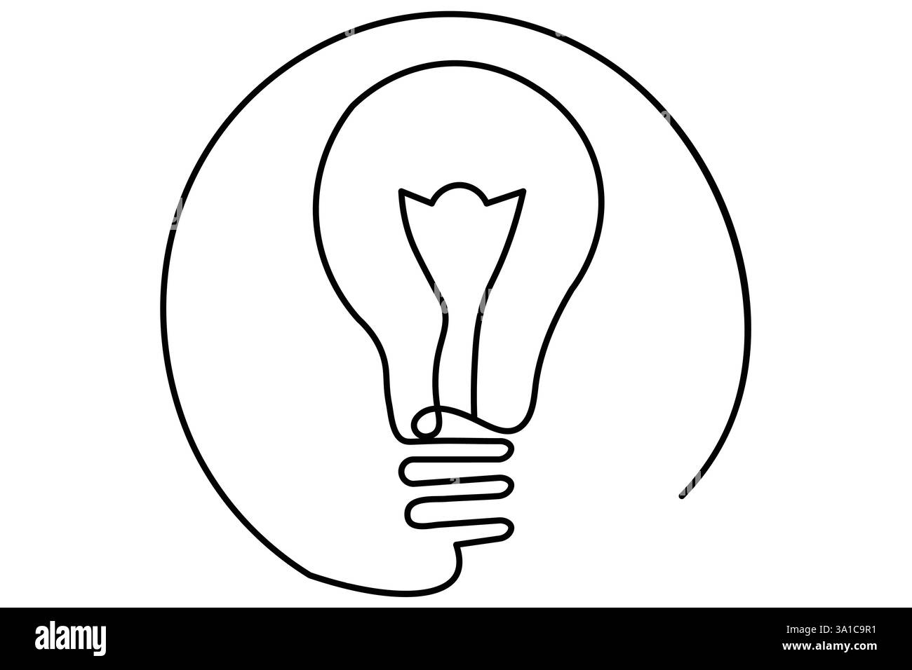 Continuous one line art light bulb symbol idea and creativity isolated outline vector drawing ...