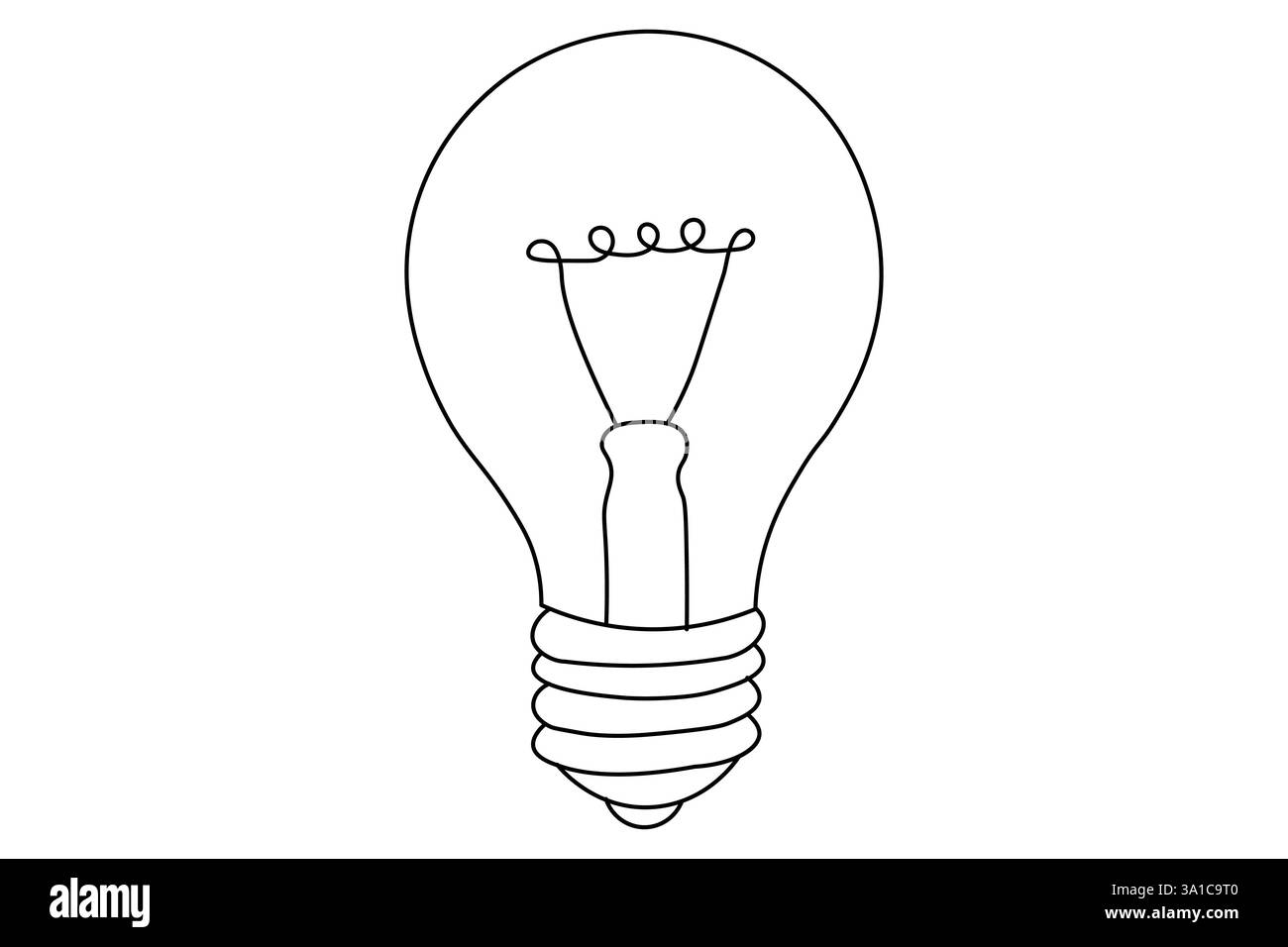 Continuous one line art light bulb symbol idea and creativity isolated outline vector drawing ...