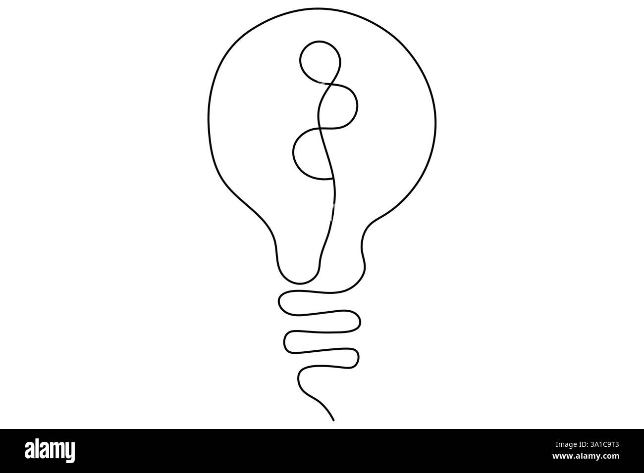 Continuous one line art light bulb symbol idea and creativity isolated outline vector drawing ...