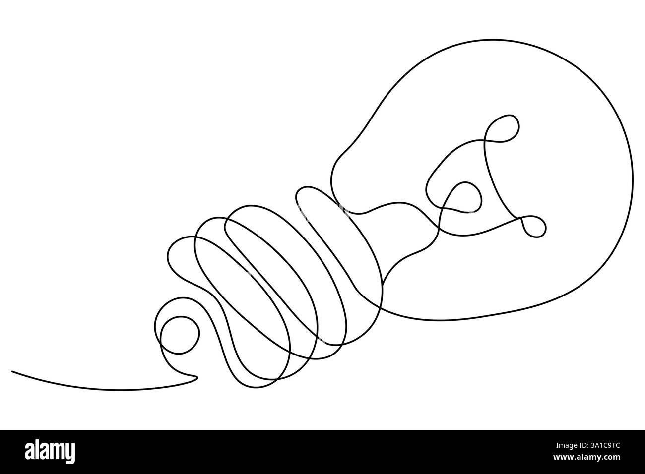 Continuous one line art light bulb symbol idea and creativity isolated ...