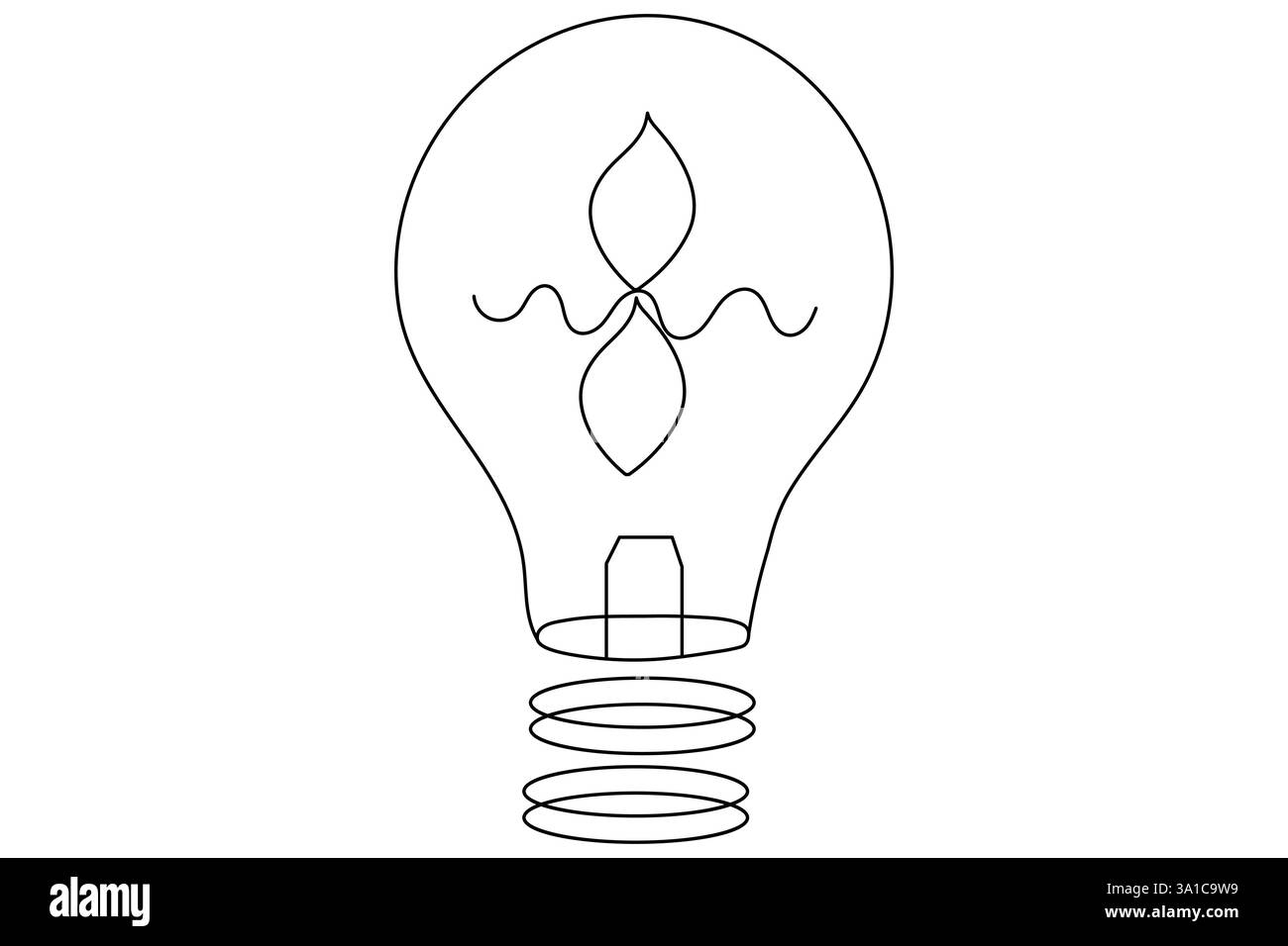 Continuous one line art light bulb symbol idea and creativity isolated outline vector drawing ...