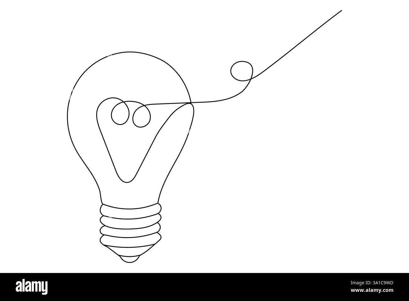 Continuous one line art light bulb symbol idea and creativity isolated outline vector drawing ...
