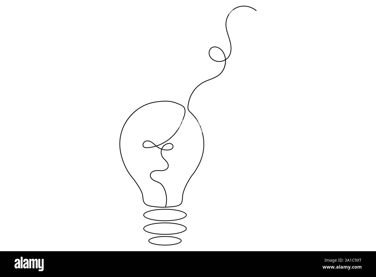 Continuous one line art light bulb symbol idea and creativity isolated outline vector drawing ...