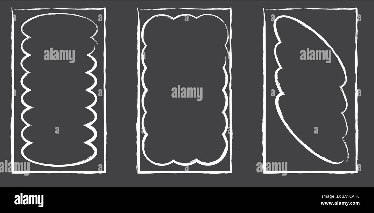 Hand drawn lace inner scalloped frames. Chalk line scalloped frames. 9 ...