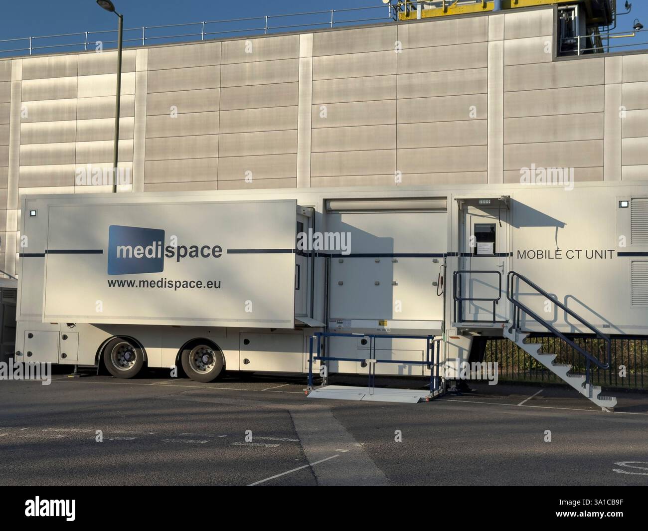 Andover Hampshire England UK . 03.03.2025. Mobile CT scanner unit ...
