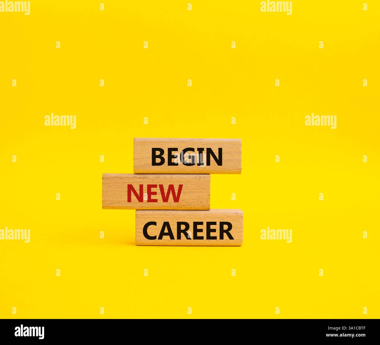 Begin new career symbol. Concept word Begin new career on wooden blocks ...